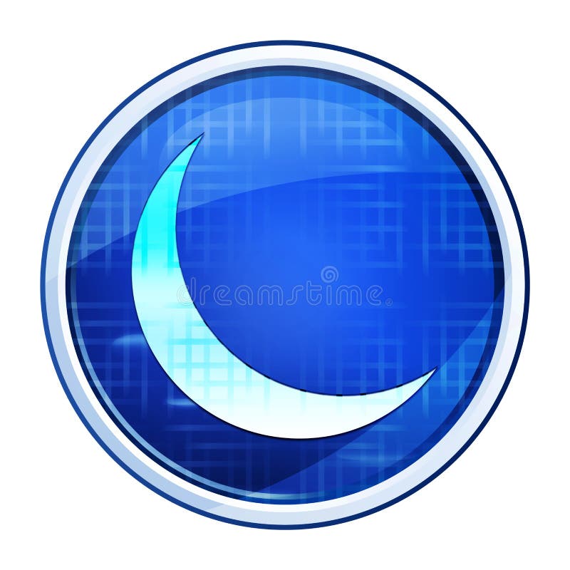 Crescent Half Moon Icon Futuristic Blue Round Button Vector ...