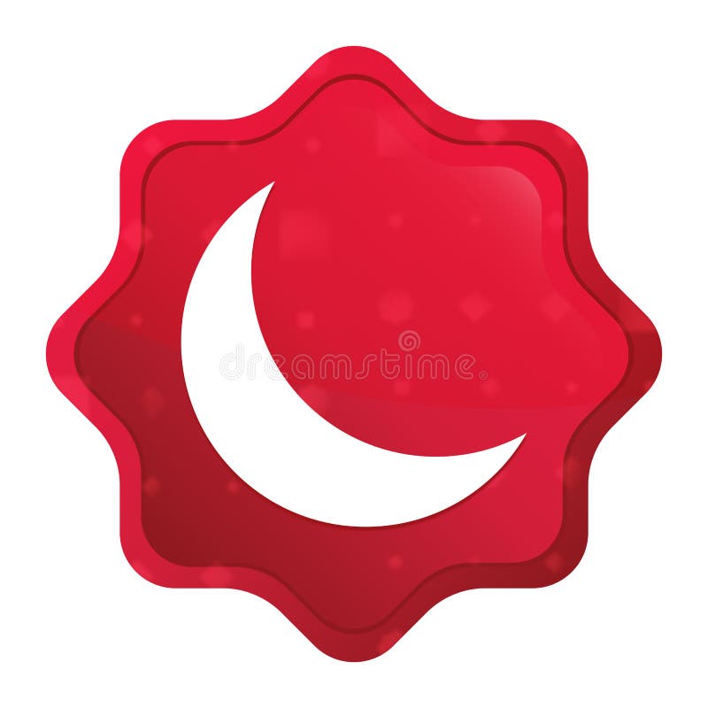 Crescent Half Moon Icon Misty Rose Red Starburst Sticker Button Stock ...