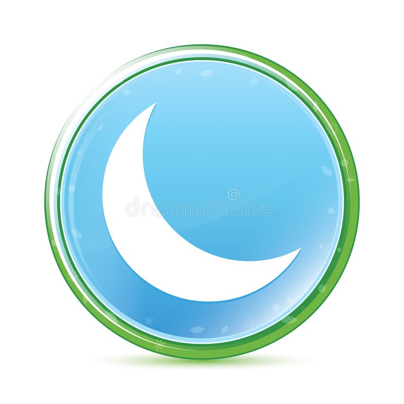Crescent Half Moon Icon Natural Aqua Cyan Blue Round Button Stock ...