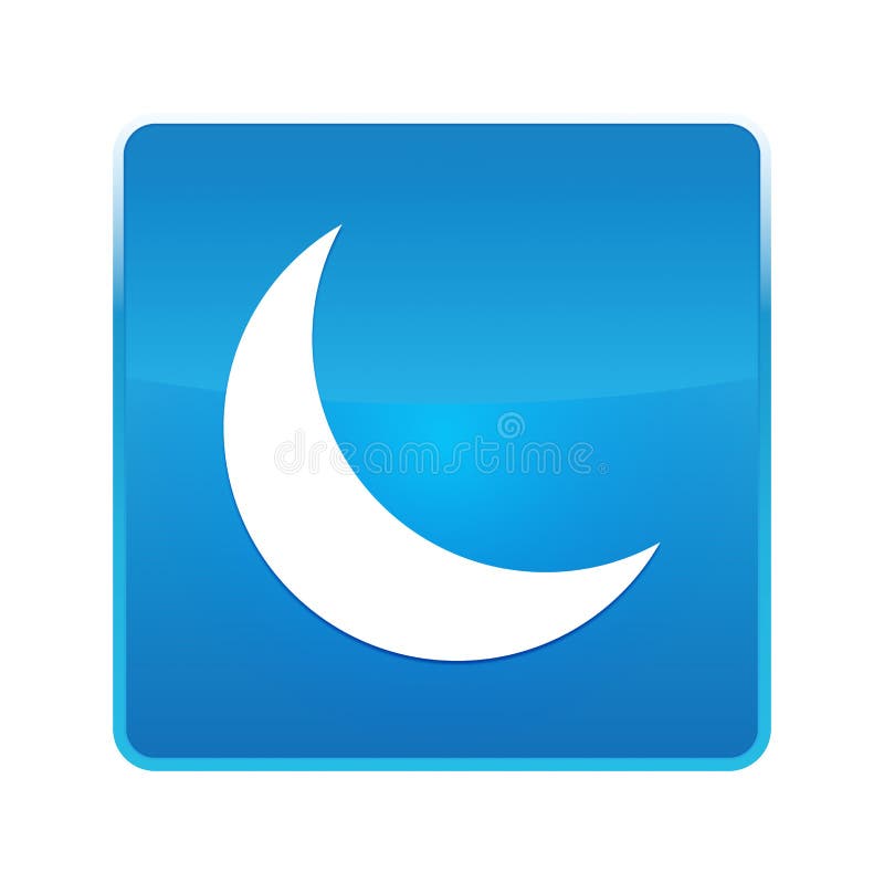 Crescent Half Moon Icon Shiny Blue Square Button Stock Illustration ...