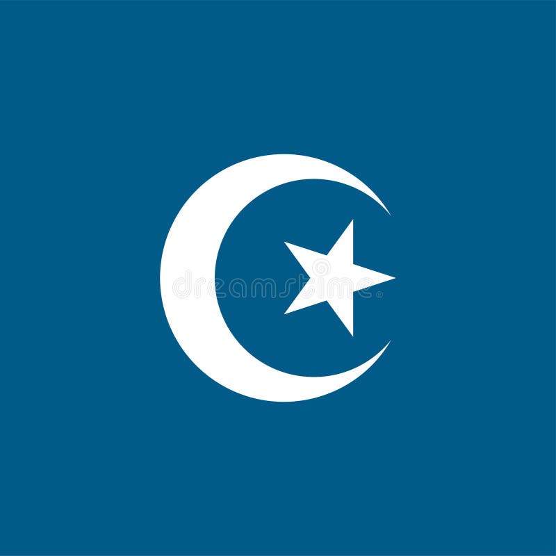 Crescent Icon on Blue Background. Blue Flat Style Vector Illustration ...