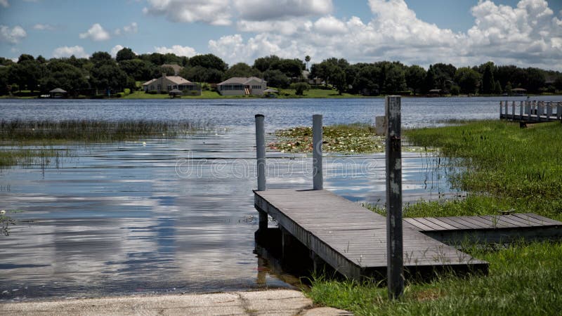 Crescent Lake Clermont Florida Boat Dock Stock Photo - Image of field ...