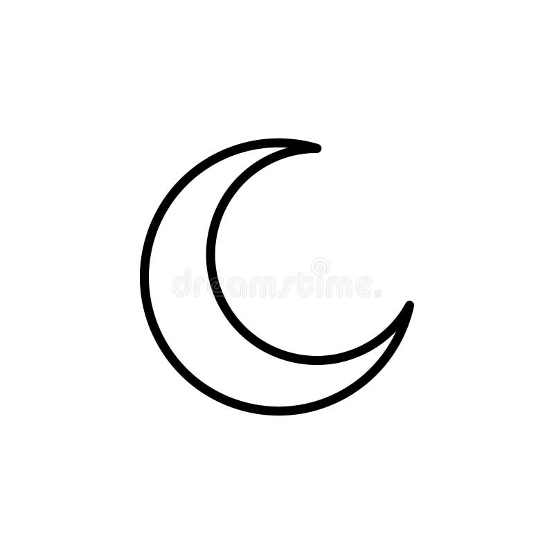 Crescent Line Icon. Moon Face Vector Illustration Isolated on White ...