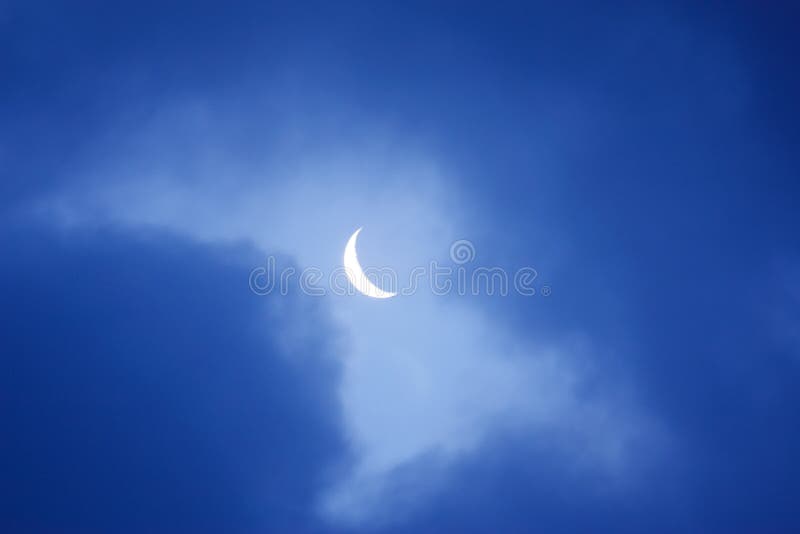Crescent Moon Against Blue Sky Stock Photo - Image of tranquil ...