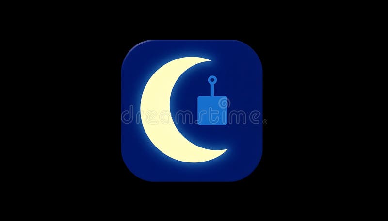 Crescent Moon App Icon, Night Mode Symbol and Mobile UI Design Element ...