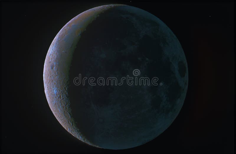 Crescent Moon with Ashen Glow Stock Photo - Image of light, earthshine ...