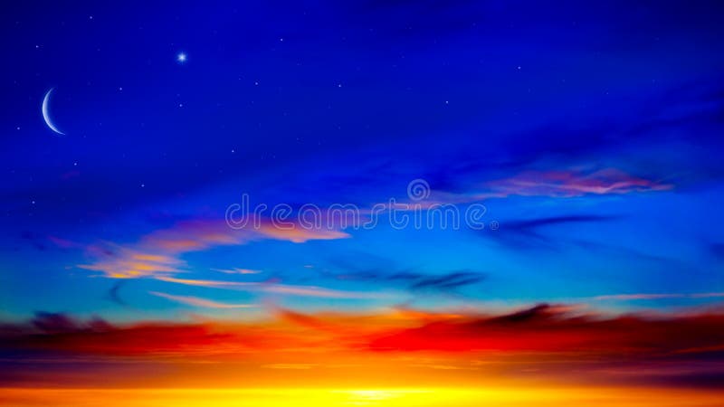 Crescent on the Background of Sunset Stock Photo - Image of night ...