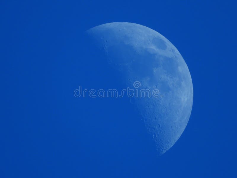 Crescent Moon in the Blue Afternoon Sky Stock Image - Image of ...