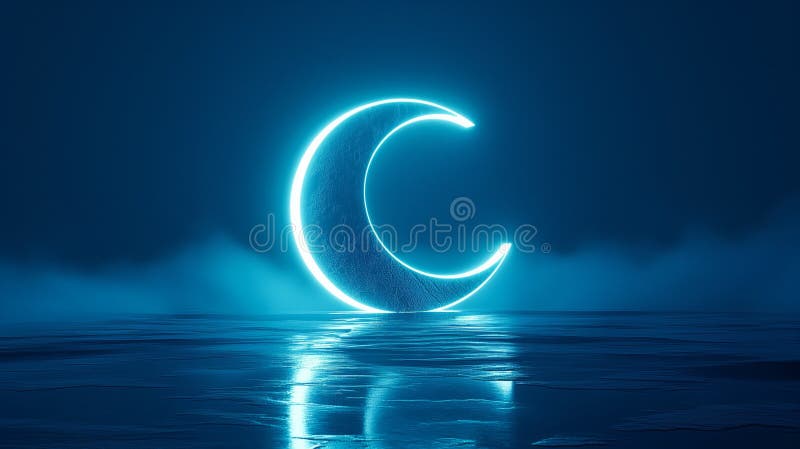 Crescent Moon on Blue Background Stock Illustration - Illustration of ...