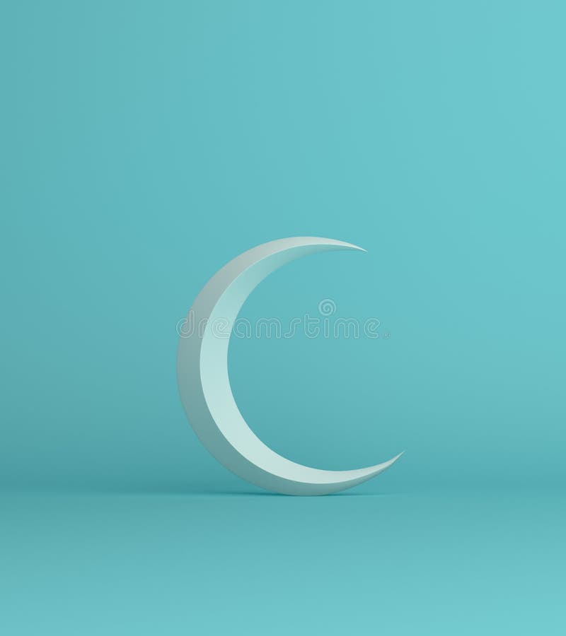 Crescent Moon on Blue Pastel Background Studio Lighting. Stock ...