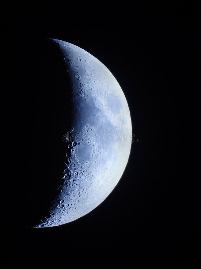 Crescent Moon in Shades of Blue Stock Image - Image of crescent ...