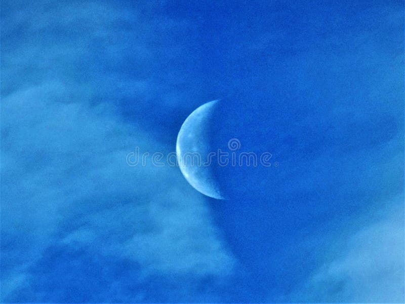 Crescent Moon in Blue Sky stock photo. Image of heavens - 246168054