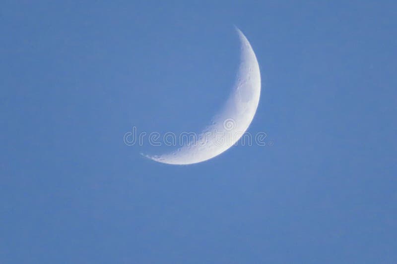 Crescent Moon in the Clear Blue Sky during the Day. Stock Photo - Image ...