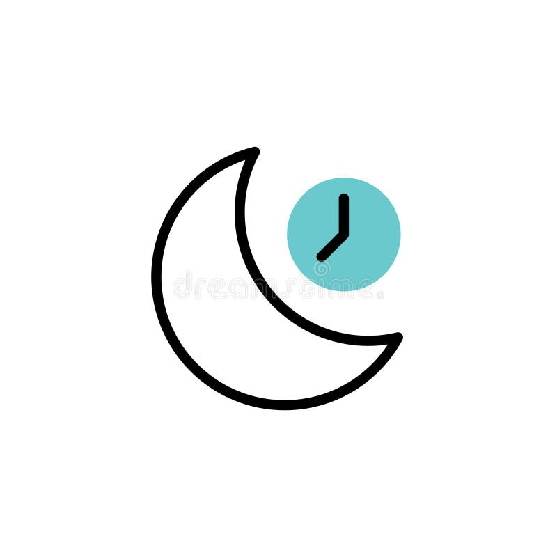 Crescent Moon with a Clock Icon Stock Vector - Illustration of night, alarm: 399061543