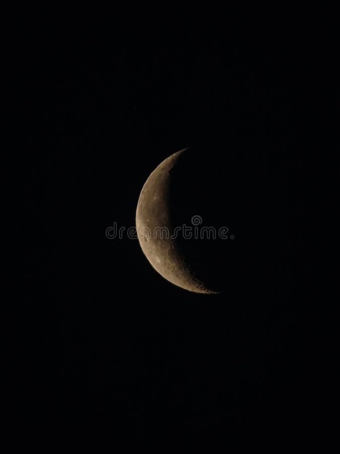 Crescent Moon Close Up with Shadows and Craters Stock Photo - Image of ...