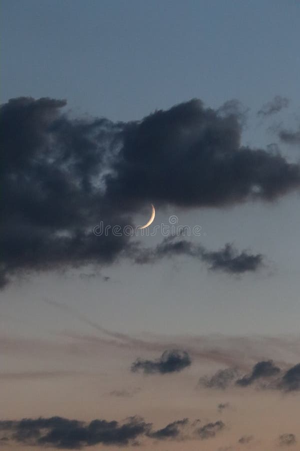 Crescent Moon stock photo. Image of evening, shining - 194382610