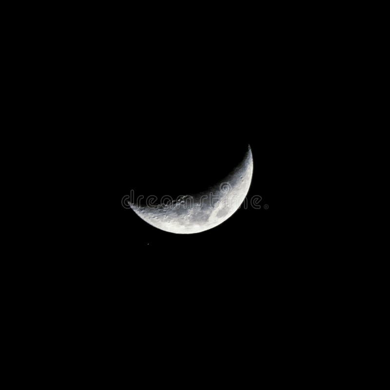 Crescent Moon on Dark Night Sky Stock Image - Image of dark, crescent ...