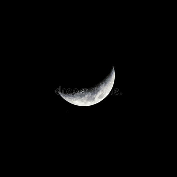 Crescent Moon on Dark Night Sky Stock Image - Image of dark, crescent ...