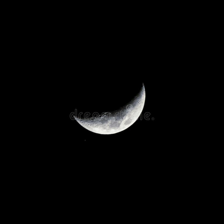 Crescent Moon on Dark Night Sky Stock Image - Image of dark, crescent ...