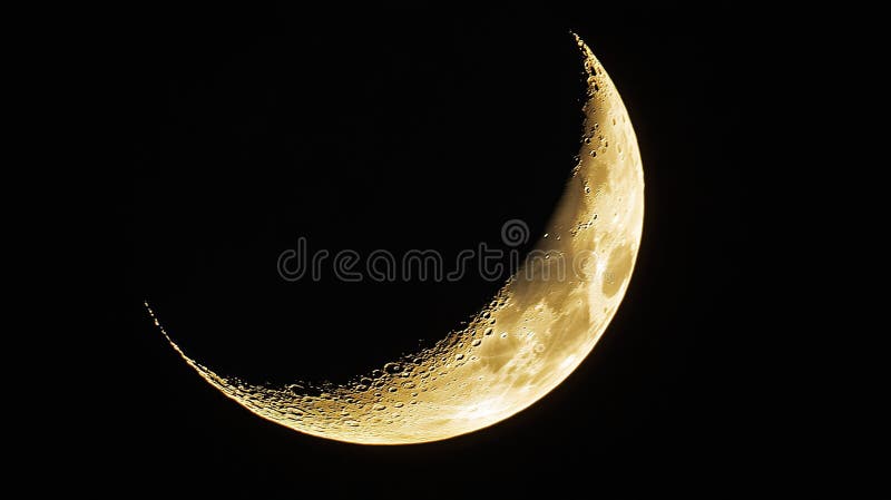 Crescent Moon in Dark Night Sky Stock Illustration - Illustration of ...