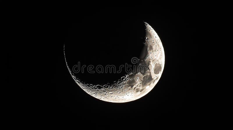 Crescent Moon in Dark Night Sky Stock Image - Image of texture, dark ...