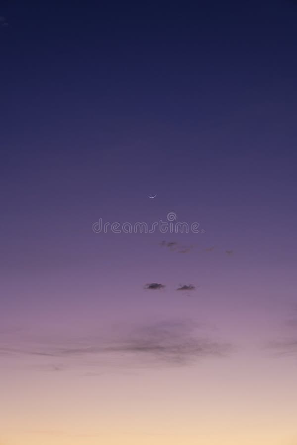 The Crescent Moon during Dawn Stock Photo - Image of sunrise, dusk ...