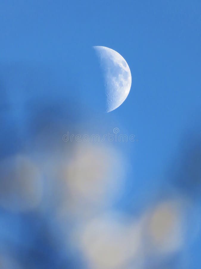 Crescent Moon in the Day with Blue Sky. Stock Photo - Image of ...