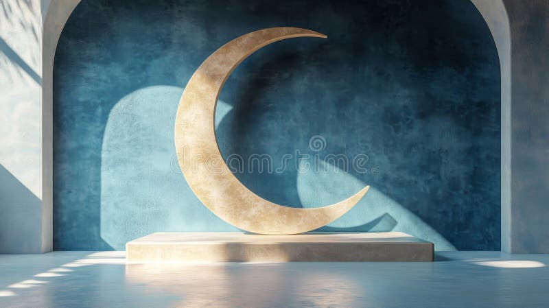 Crescent Moon Decorates Minimalist Interior Space Stock Illustration ...