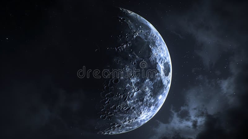 Crescent Moon: a Detailed Close-Up Against the Dark Night Sky Stock ...