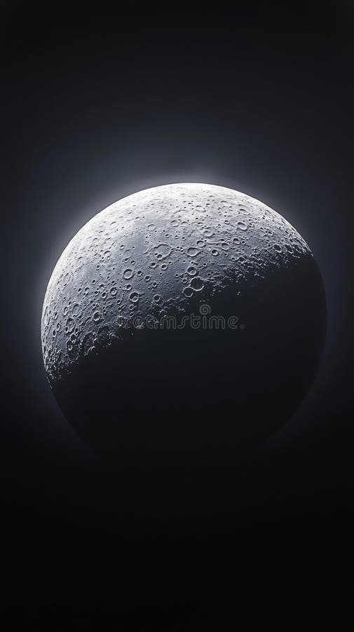 Crescent Moon with Detailed Craters in Dark Sky Stock Image - Image of ...