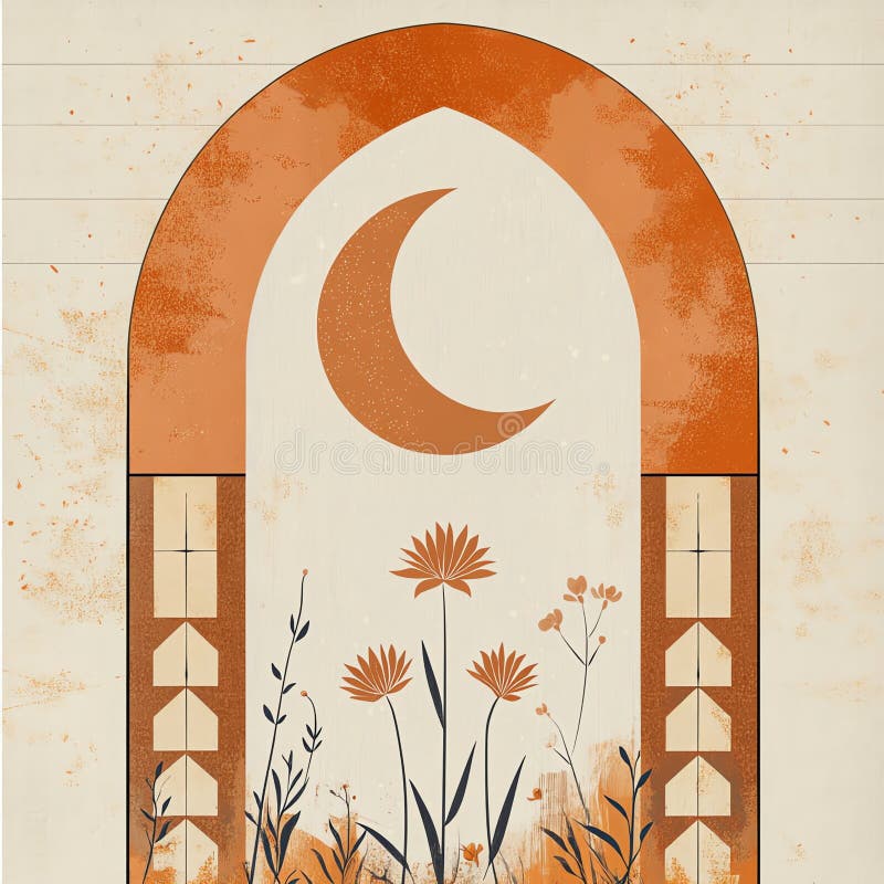 Crescent Moon and Floral Arch Stock Photo - Image of arch, nature ...