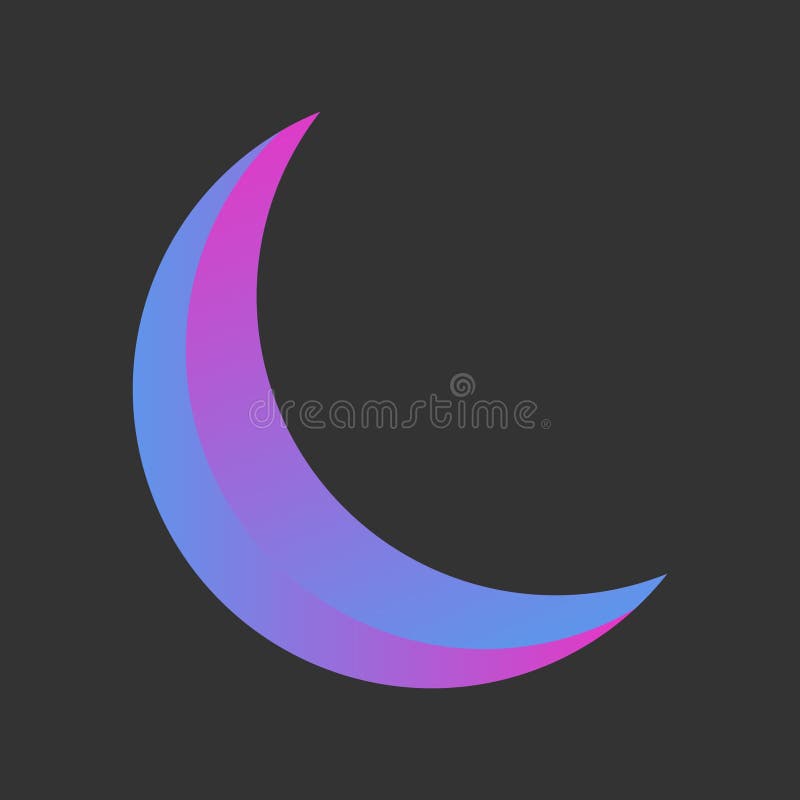 Crescent Moon Gradient Illustration Stock Vector - Illustration of font ...