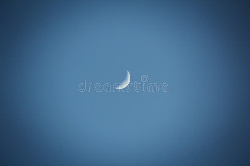 Crescent Moon or Half Moon on Day Blue Sky Stock Image - Image of space ...