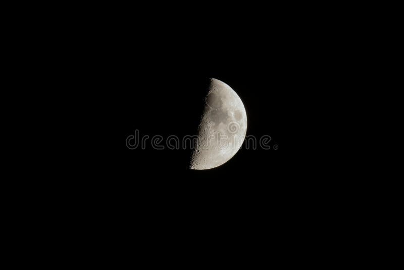 Crescent Moon, Half Size in the Dark Night. Stock Image - Image of ...