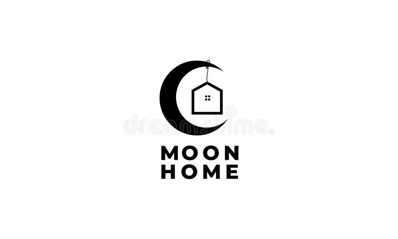 Crescent or Moon with Home or House Logo Design Modern Stock Vector ...