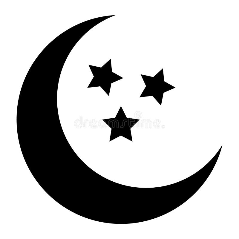 Crescent Moon Icon. Crescent Design with Stars. Boho Moon Illustration ...