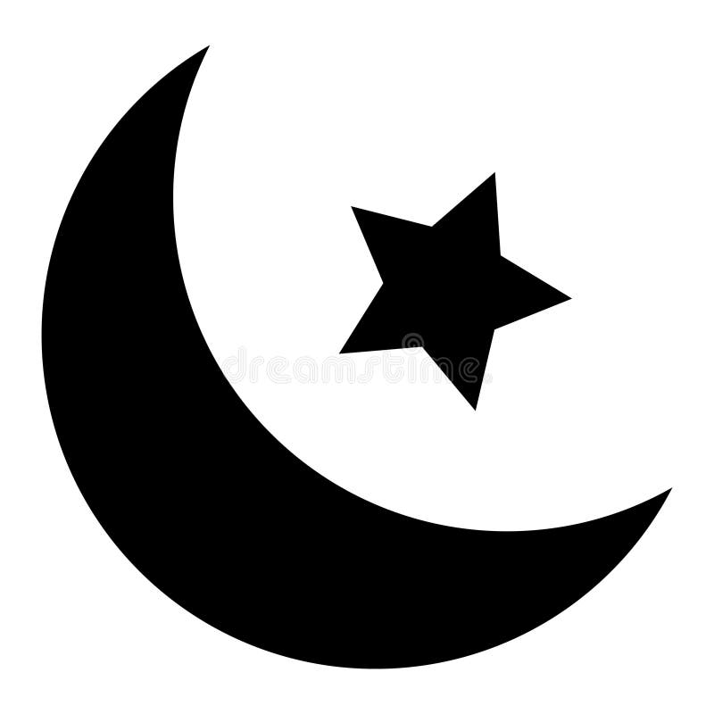 Crescent Moon Icon. Crescent Design with Star. Boho Moon Illustration ...