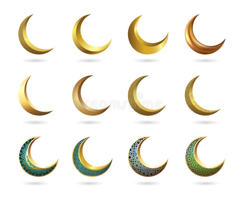 Crescent Moon Icons Set. Moon Icon Symbol Stock Vector - Illustration of faith, crescent: 378574663