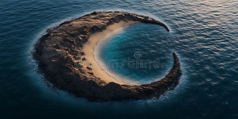 Crescent Moon Island Stunning Aerial View Background Wallpaper Stock ...