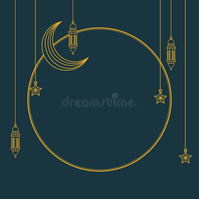 Crescent Moon and Lamps in Frame Stock Vector - Illustration of culture ...