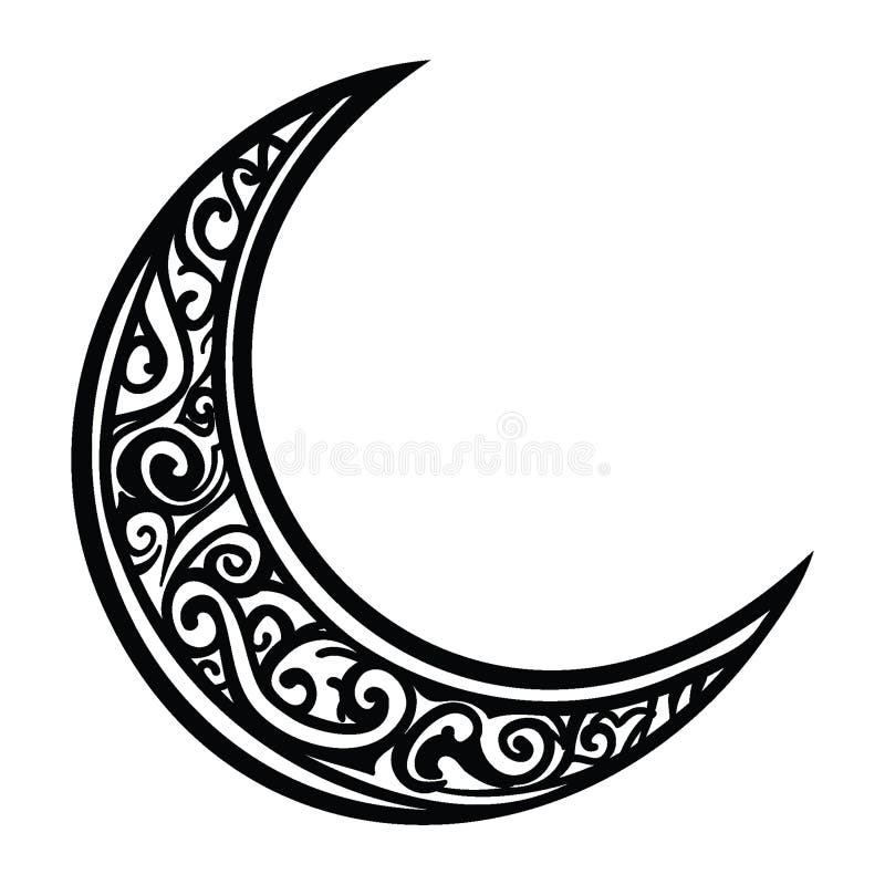 Crescent Moon Line-art Hand-drawn Stock Vector - Illustration of ...