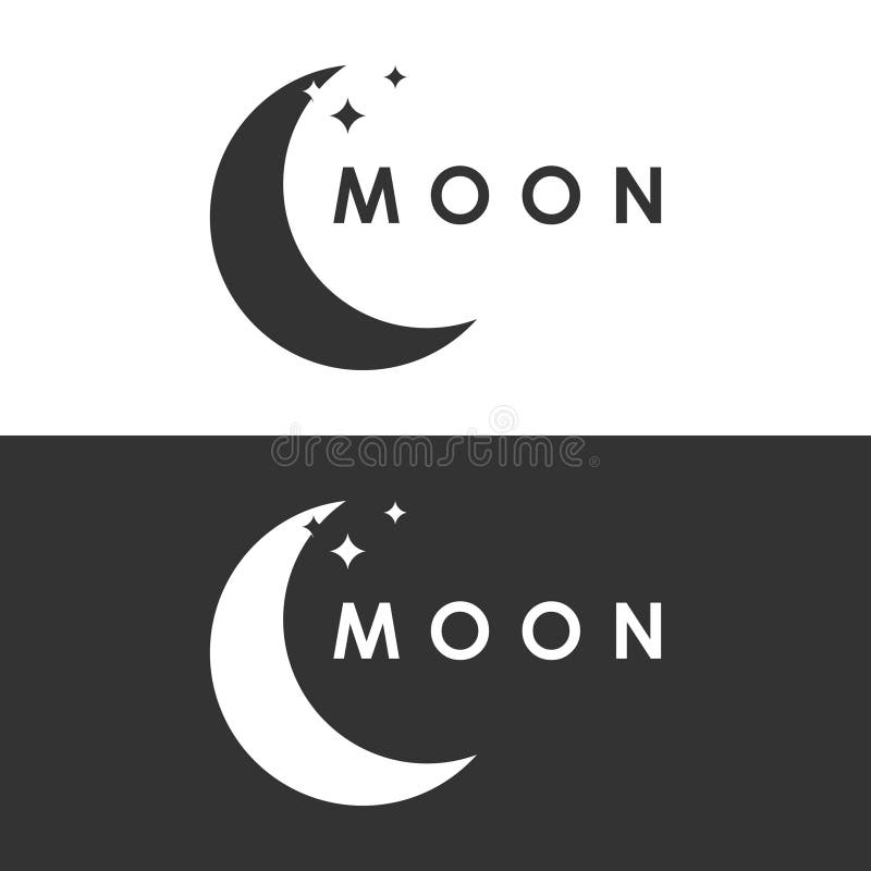 Crescent Moon Logo Template in Flat Style Stock Vector - Illustration ...