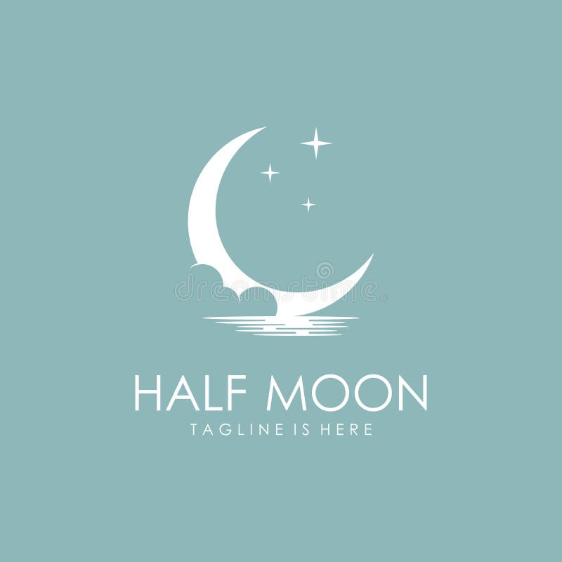 Crescent Moon Logo Template in Flat Style Stock Vector - Illustration ...