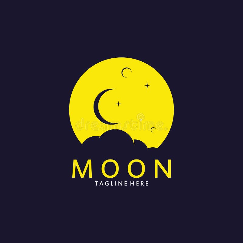 Crescent Moon Logo Template in Flat Style Stock Vector - Illustration ...
