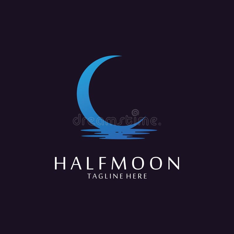 Crescent Moon Logo Template in Flat Style Stock Vector - Illustration ...