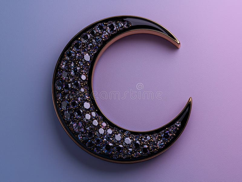Crescent Moon Luxury Jewelry with Dark Purple Gemstones Stock ...