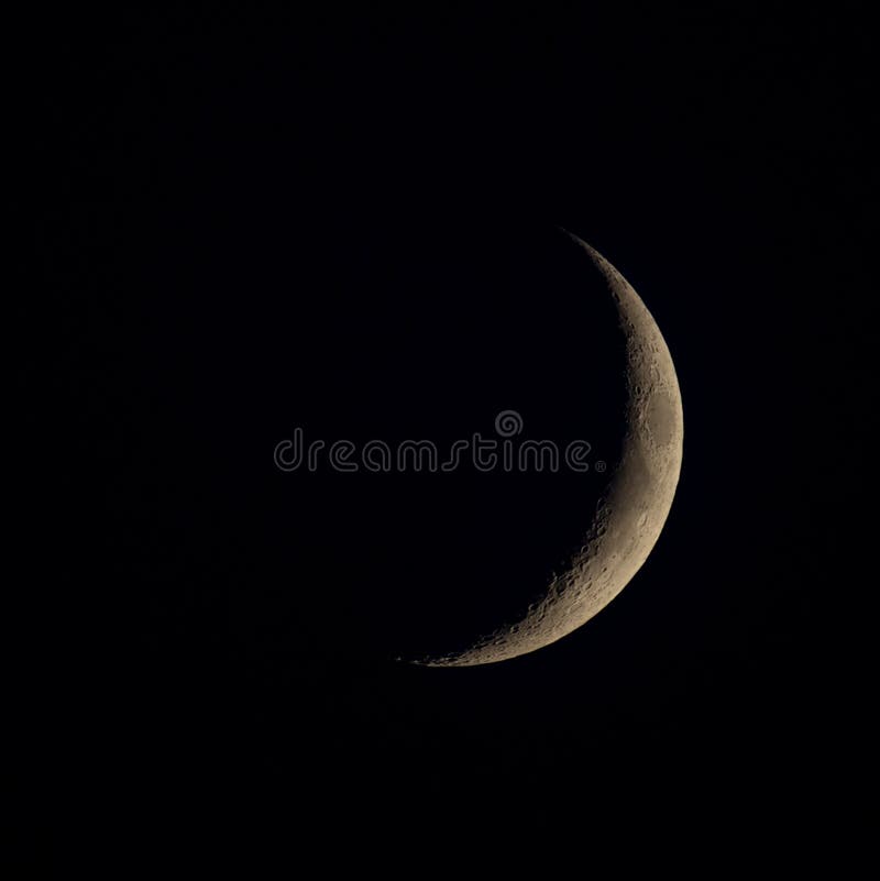 Crescent Moon in a Midnight Sky Stock Image - Image of phase, crescent ...