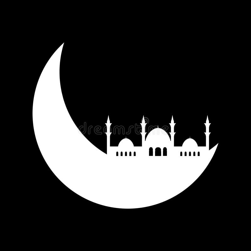 Crescent moon with mosque stock vector. Illustration of islam - 243247070