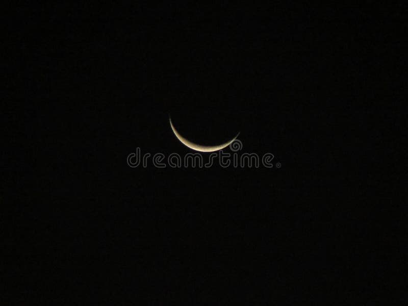Crescent moon at night stock photo. Image of midnight - 279707710