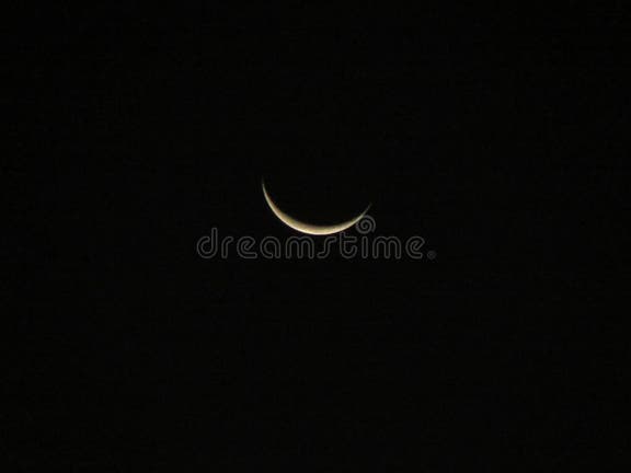 Crescent moon at night stock photo. Image of midnight - 279707710